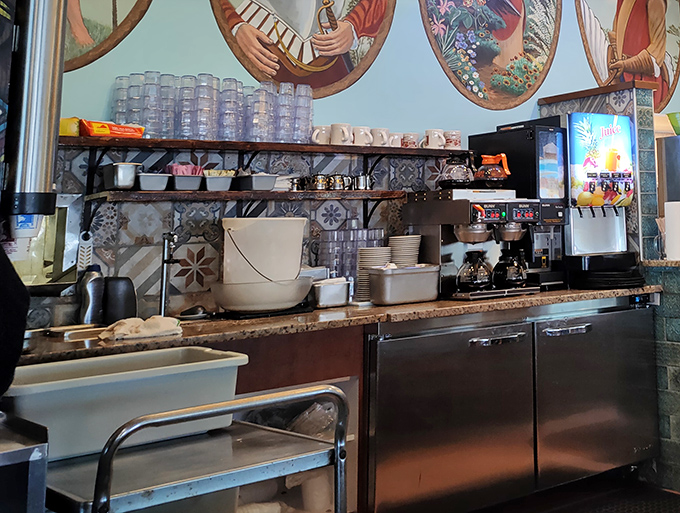 Behind the scenes, the efficient kitchen setup reveals why those pancakes arrive at your table with such consistent perfection.