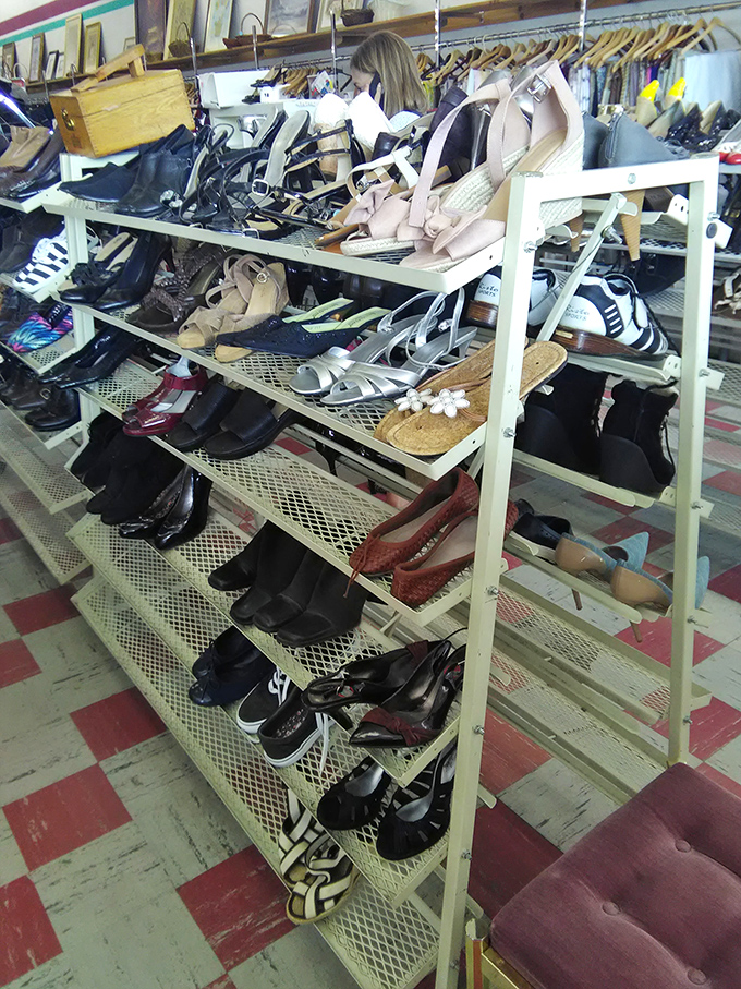 Footwear fantasies come true as heels, flats, and sandals find new life on these well-organized shelves.
