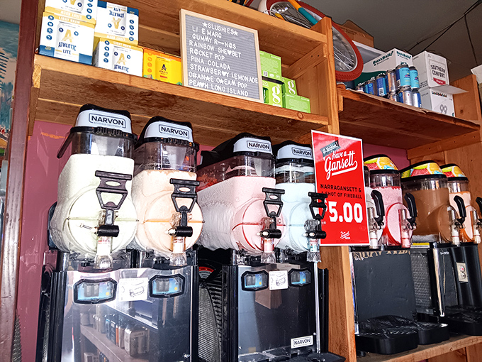 These slushie machines aren't just for kids &ndash; they're adult refreshment stations disguised as childhood nostalgia. Genius.