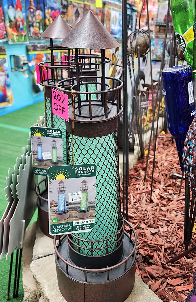 Lighthouses that actually light up! These solar-powered beacons bring coastal charm without the inconvenience of living on treacherous rocky shores.