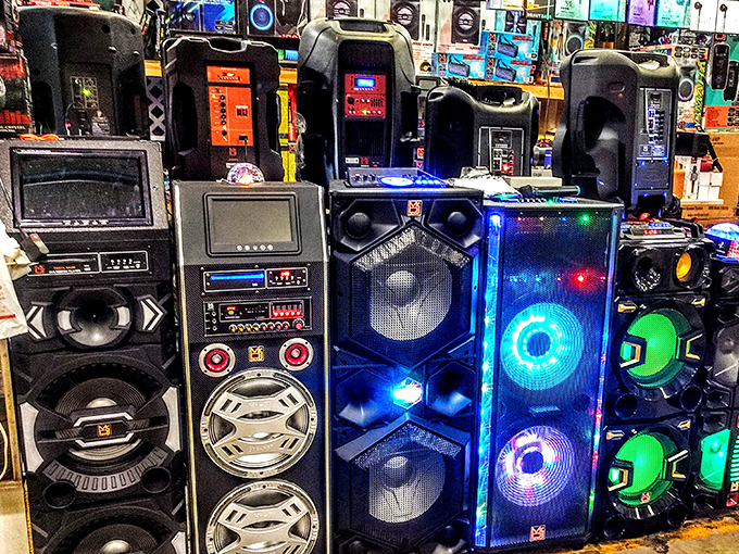 The speaker section looks like a nightclub waiting to happen&mdash;just add electricity, a backyard, and neighbors with a good sense of humor.