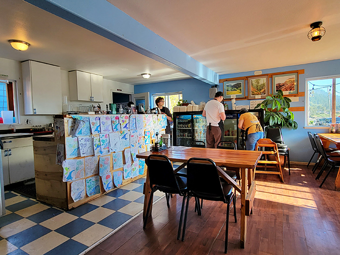 Sunlight streams through windows onto wooden tables where families create memories one seafood feast at a time.