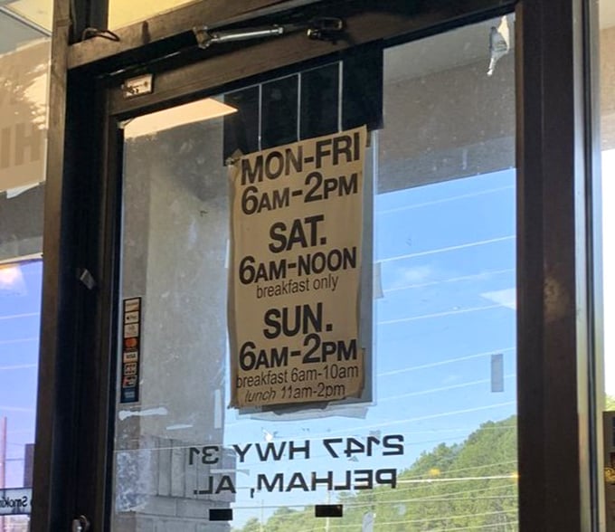 Hours posted with the confidence of a place that knows exactly what it is&mdash;breakfast champions with a side of lunch expertise.