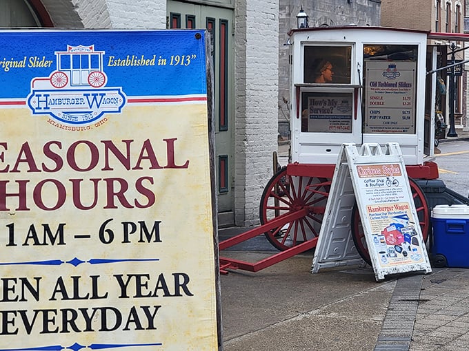 "Open all year, everyday"&mdash;six words that warm the heart of every burger enthusiast. Rain or shine, the wagon stands ready to serve.