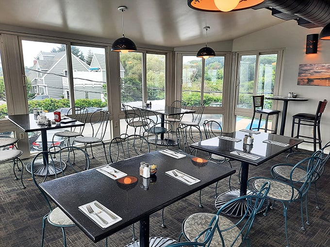 Empty tables waiting for hungry patrons, each with a story to tell and a view worth savoring.