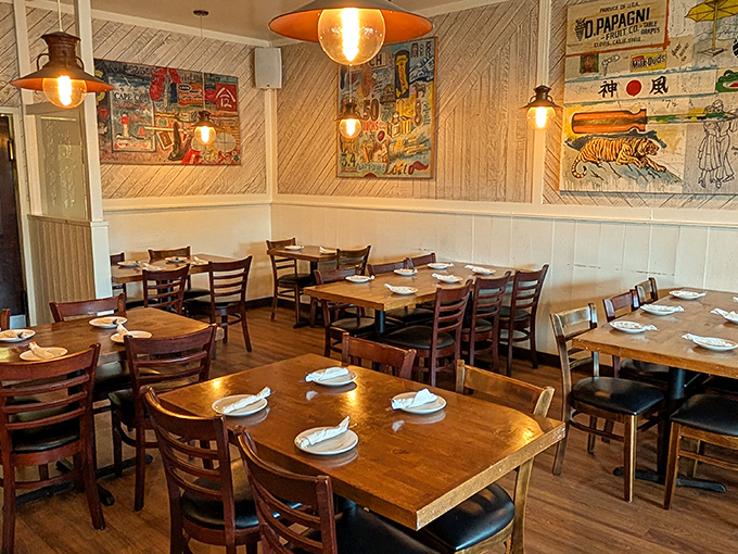 Simple wooden tables set the stage for seafood stardom. No white tablecloths needed when the food is the true celebrity here.
