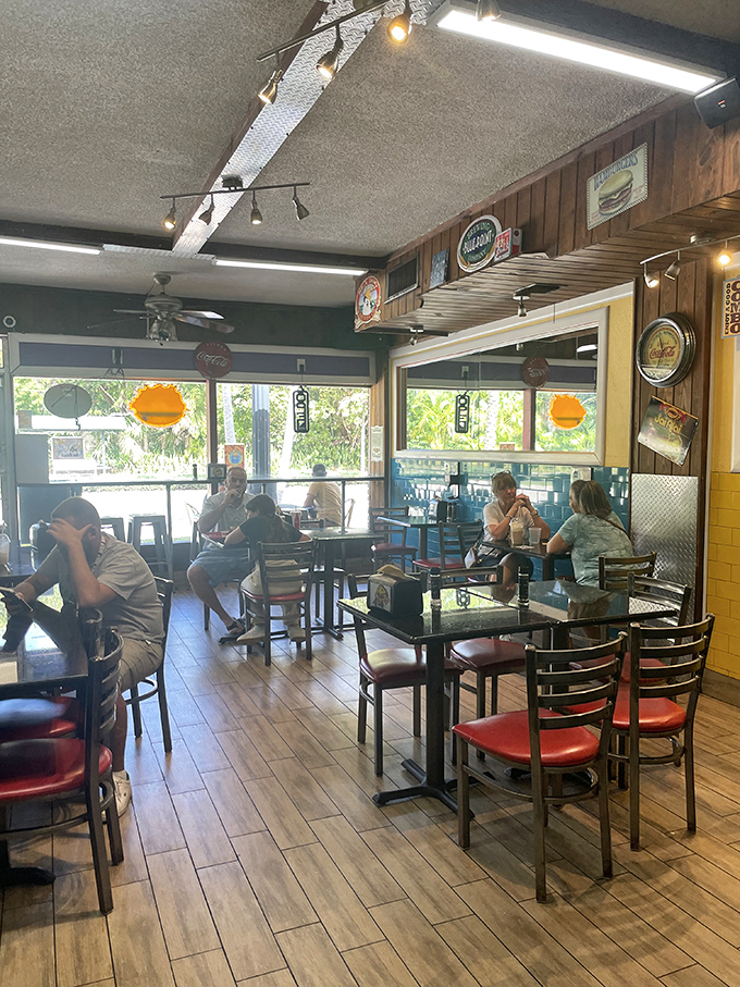 Where burger dreams come true. The dining area offers the perfect stage for the main event—your imminent face-to-burger encounter.