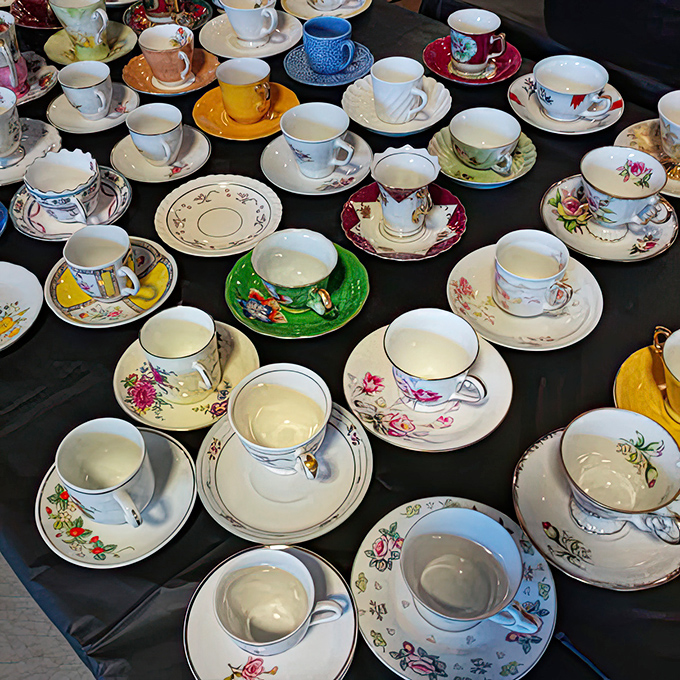 Grandma's teacup collection has nothing on this porcelain parade of delicate vessels, each waiting for its pinky-raising moment.