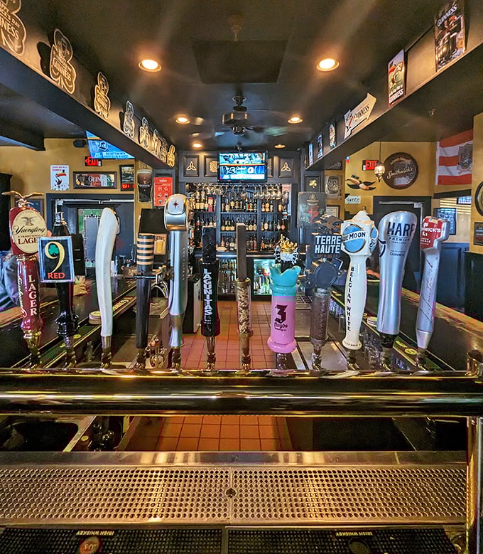 An impressive tap system featuring everything from Harp to craft brews&mdash;this bar takes its beer selection seriously, folks.