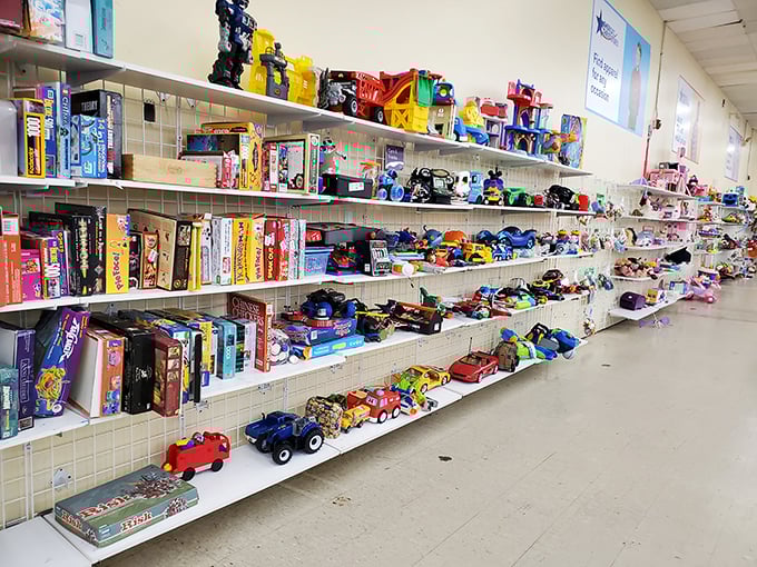 The toy section is childhood nostalgia incarnate&mdash;board games, action figures, and vehicles that have survived playtime to find new adventures.