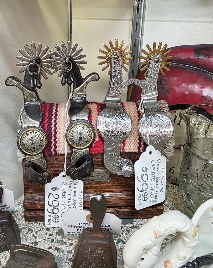 These vintage spurs weren't made for walking—they're wearable Western history with intricate silverwork that puts modern accessories to shame.