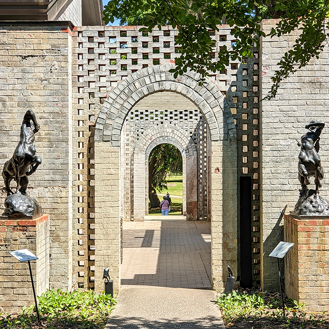 Peek-a-boo pathways that play with light and shadow. These architectural elements frame garden views like living paintings.
