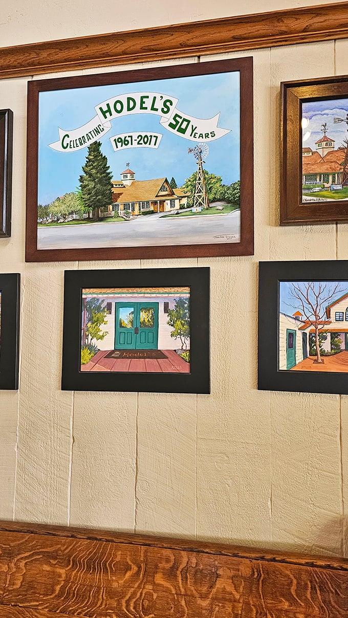 Wall art celebrating Hodel's 50-year milestone&mdash;where generations of Bakersfield residents have collectively expanded their waistlines and their happiness.