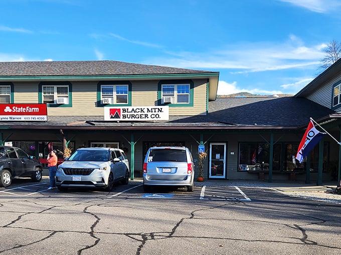 Black Mtn. Burger Co. sits ready to refuel mountain adventurers. Those parking spots fill quickly when word gets out about the burgers.