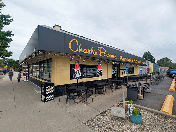 Charlie Brown's golden exterior promises pancake paradise. Not to be confused with the Peanuts character, but equally beloved by locals.