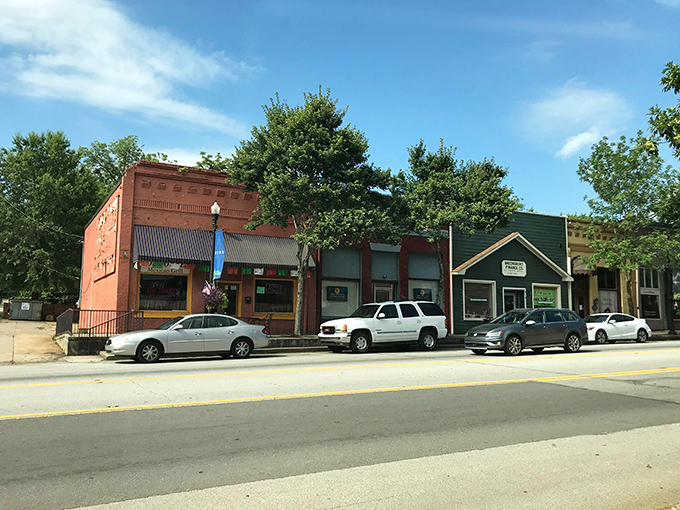 Greensboro's main street looks like a movie set where the extras actually live. Those awnings have sheltered generations of gossip!