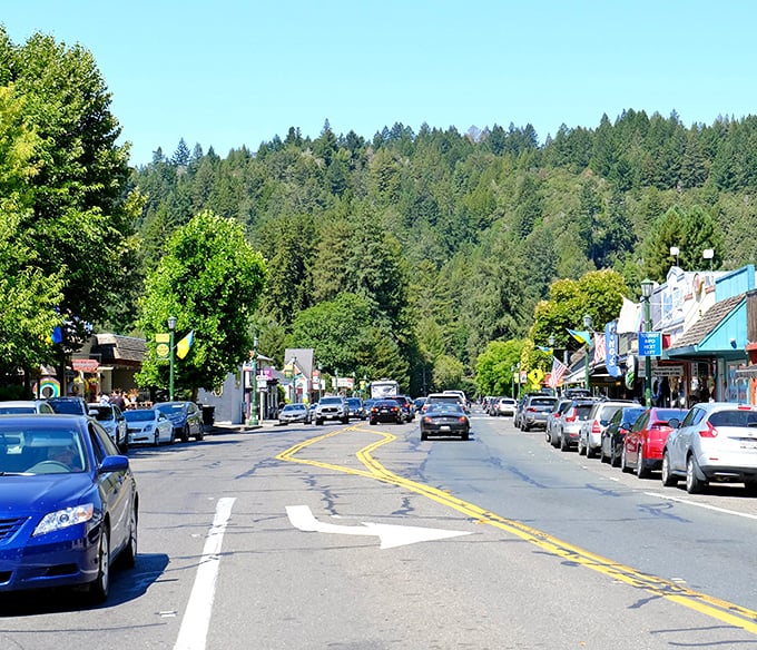 Guerneville's main street offers a colorful welcome, with shops that look like they've been collecting stories since the logging days.