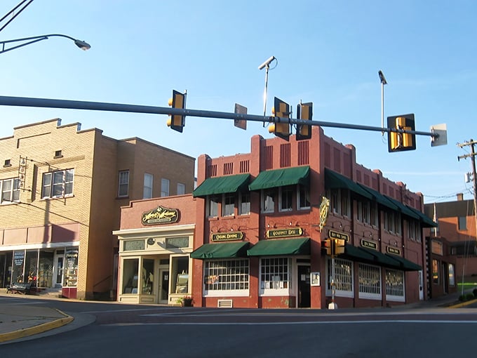 This downtown view shows how natural beauty frames everyday life like a picture window.