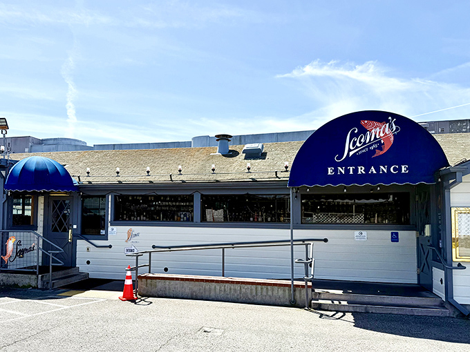 Scoma's blue awnings beckon seafood lovers to a hidden waterfront gem. This unassuming spot has been winning chowder hearts for decades.