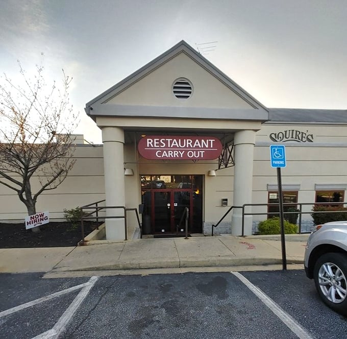 Squire's classic storefront has weathered decades while serving pizza that never goes out of style.