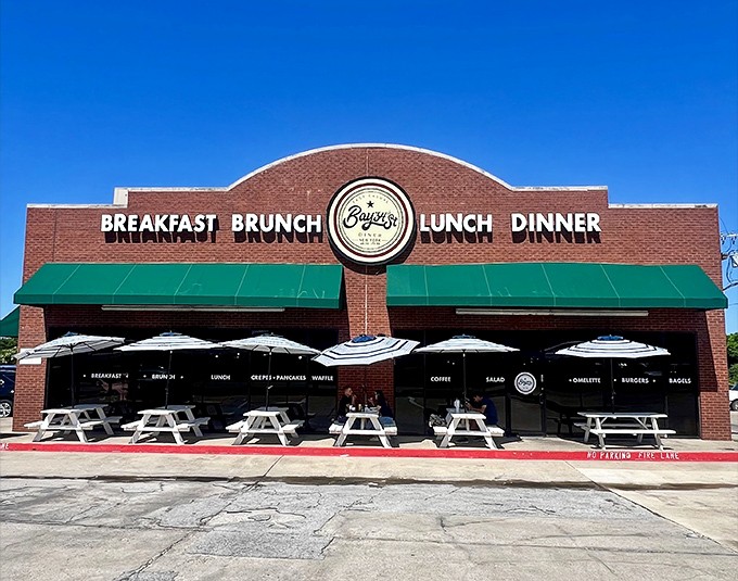 The clean lines and welcoming patio of Bay34th Street Diner invite you in. Those picnic tables have hosted countless happy brunches!