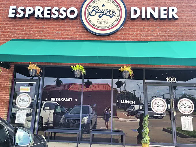 Morning light catches Bay34th's hanging plants, hinting at the fresh approach this Arlington diner takes with classic comfort foods.