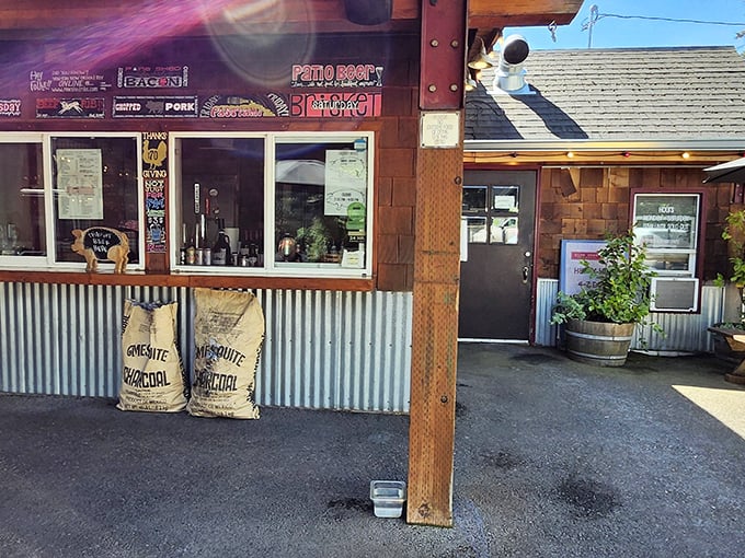 Those mesquite charcoal bags aren't just decoration - they're Pine Shed's secret weapon in the battle for barbecue perfection.