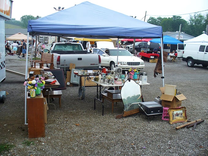 Tents, tables, and treasures as far as the eye can see. This outdoor market captures the authentic flea market spirit.