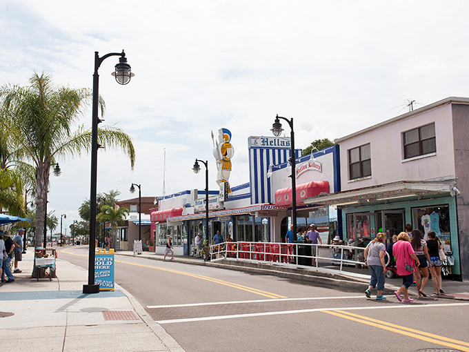 Colorful storefronts line Tarpon Springs' sponge docks, a slice of Greece that somehow found its perfect home on Florida's Gulf Coast.