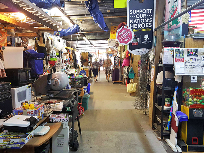 Bargain boulevard! Walking these well-worn aisles feels like stepping into a museum where everything's for sale.