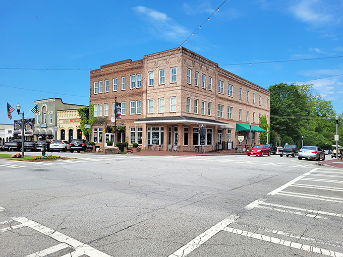 This historic brick building anchors a corner of Senoia with the gravitas of generations, while somehow still feeling as welcoming as a neighbor's front porch.