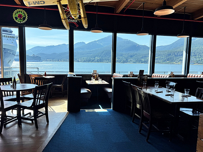 Those windows frame Gastineau Channel views that make you forget you came for the food. Until the food arrives, that is.