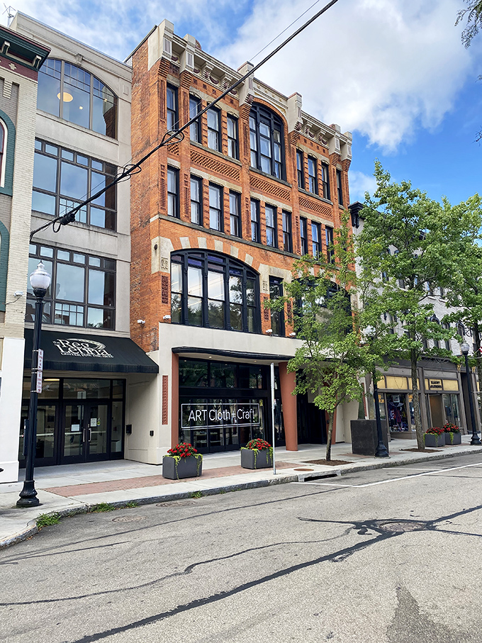 Downtown shops mixing restored brick with modern retail &ndash; proof that old and new can coexist beautifully.