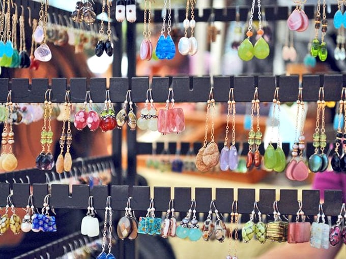 Earring extravaganza! Tiny colorful worlds dangling from delicate hooks&mdash;jewelry that makes "statement piece" an understatement.