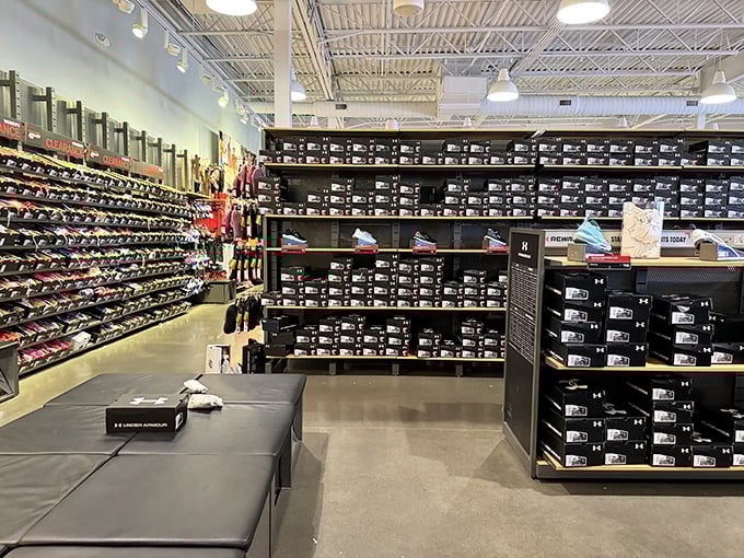 Sneaker heaven for the athletically ambitious (and the couch-bound alike). This footwear fortress houses dreams of marathon glory and mall-walking comfort.