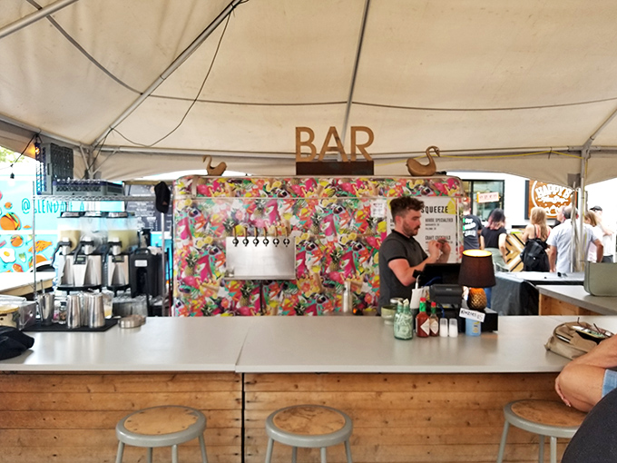 This outdoor bar, festooned with colorful florals, serves up craft cocktails with a side of Michigan sunshine. Summer perfection in liquid form.