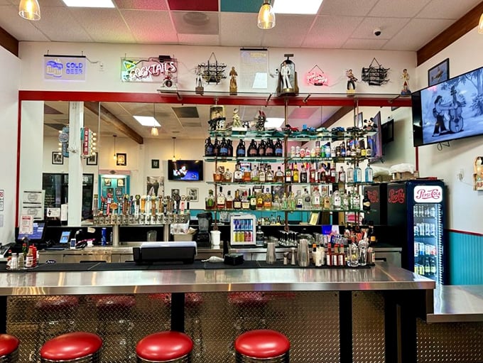 The fully-stocked bar proves this isn't your grandparents' diner&mdash;though they'd certainly approve of the classic cocktails and nostalgic atmosphere.