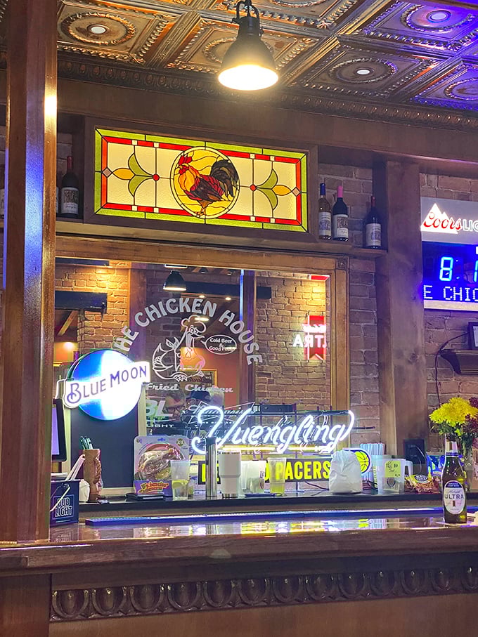 That stained glass rooster isn't just decoration&mdash;it's practically a religious symbol in these parts. Hallowed be thy crispy skin and juicy meat.