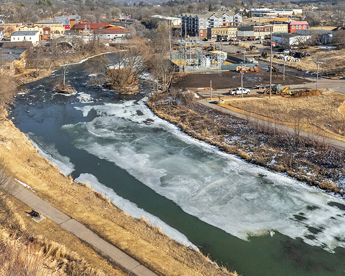 The Baraboo River winds through town providing free entertainment that never requires a subscription or password to enjoy.