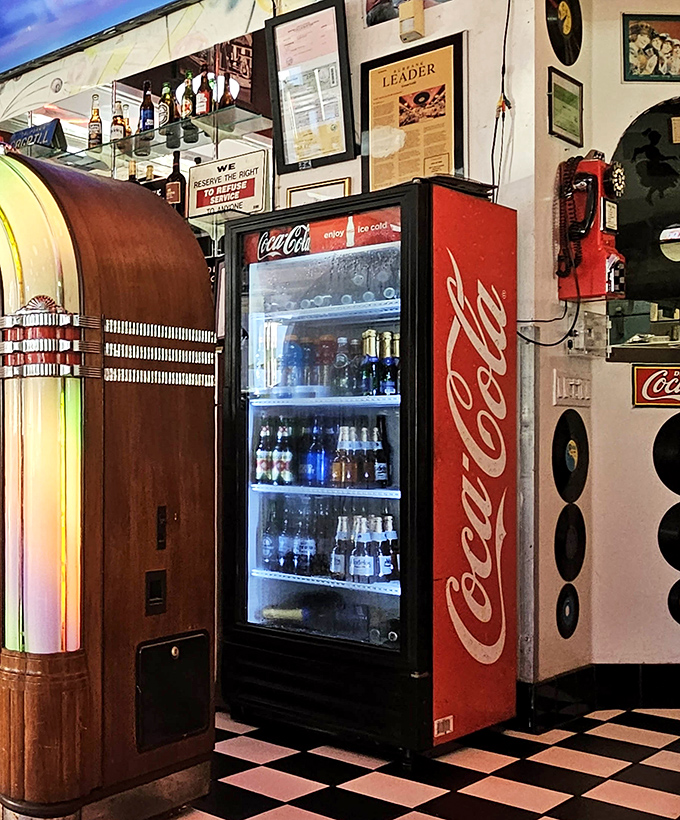 Vintage Coca-Cola meets modern refreshment &ndash; the best of both eras in one thirst-quenching corner.