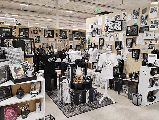 Monochromatic magic in this carefully curated booth where black and white never goes out of style. Sophisticated simplicity for the design-conscious shopper.