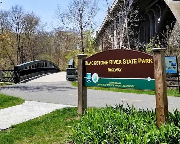 Blackstone River State Park Bikeway welcomes cyclists with a promise of scenic miles ahead&mdash;calories burned, memories earned.