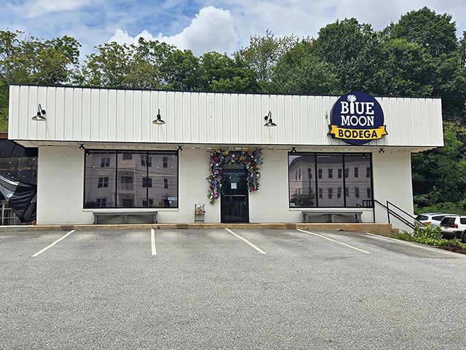 Blue Moon Bodega's unassuming exterior hides a treasure trove of local goods—like finding your cool friend's secret hangout spot.