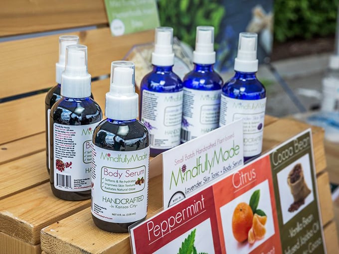 Handcrafted body serums with scents that make department store perfumes seem unimaginative. Peppermint and citrus&mdash;Kansas bottled in blue glass.