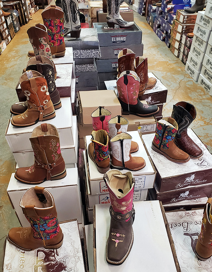 Boot boulevard&mdash;where Western craftsmanship meets fashion in a leather rainbow of possibilities that would make any Oklahoman proud.