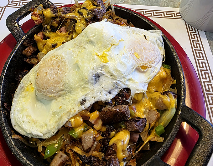 A breakfast skillet that says "Good morning" with more enthusiasm and flavor than your first cup of coffee ever could.