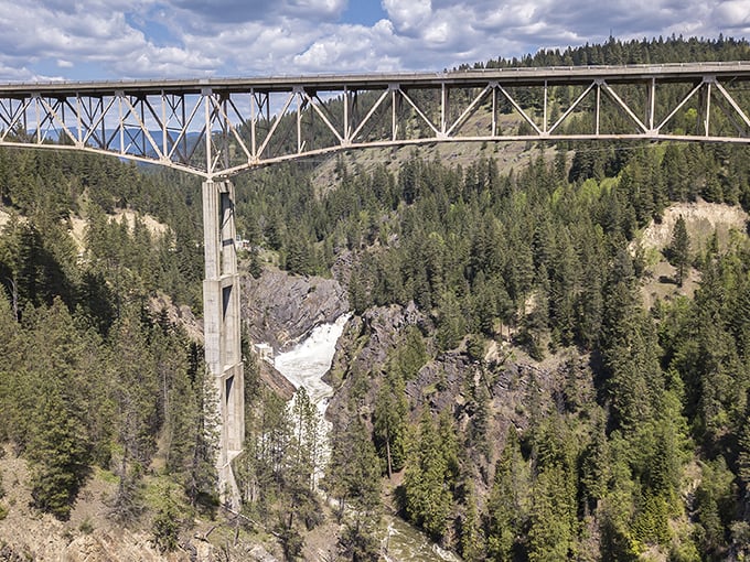 From this angle, you can appreciate both the falls and the bridge&mdash;nature's power and human ingenuity in perfect harmony.