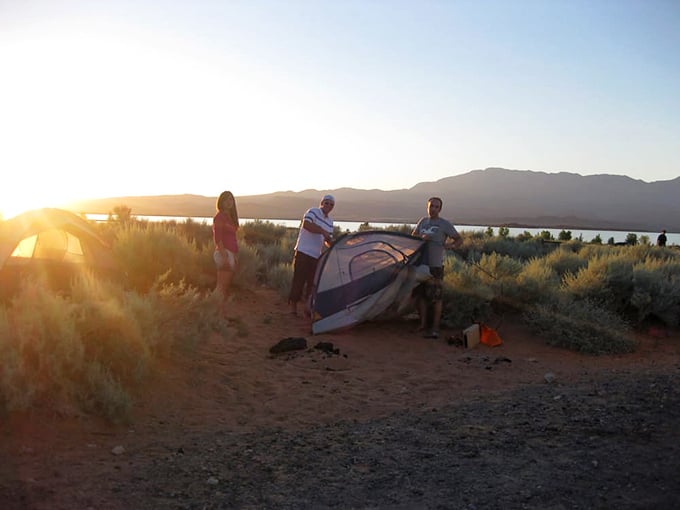 Sunset camping at Quail Creek&mdash;where setting up tents becomes performance art and the evening light show requires no tickets or reservations.