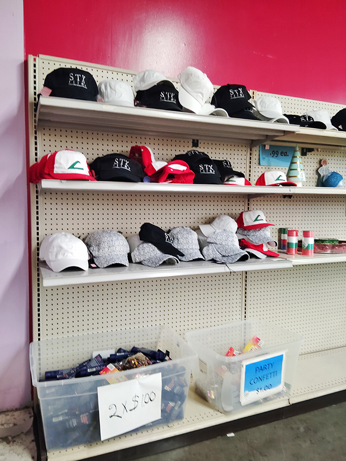 Hat heaven for the indecisive shopper&mdash;baseball caps in every color await their chance to shield you from both sun and fashion criticism.