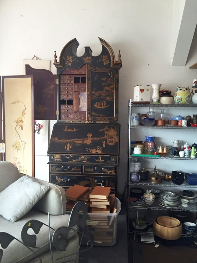 This ornate secretary desk whispers tales of letters written long before email, when correspondence was an art form.